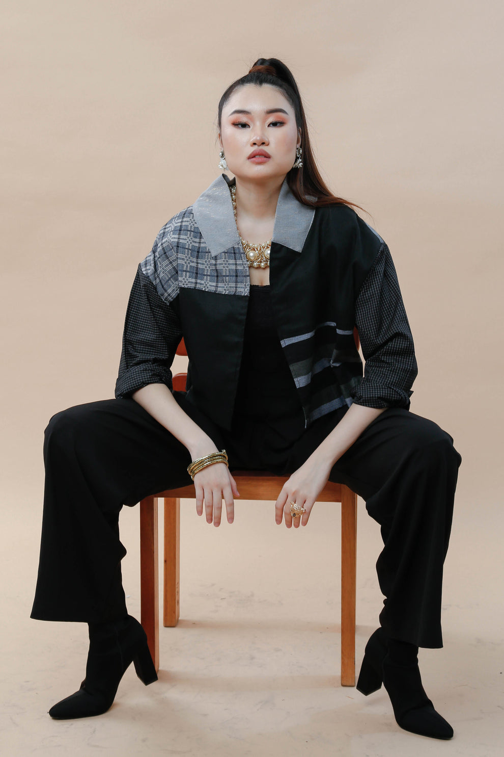 Rockstar Jacket in Black Binakol and Kantarines Stripes – Pinas Sadya